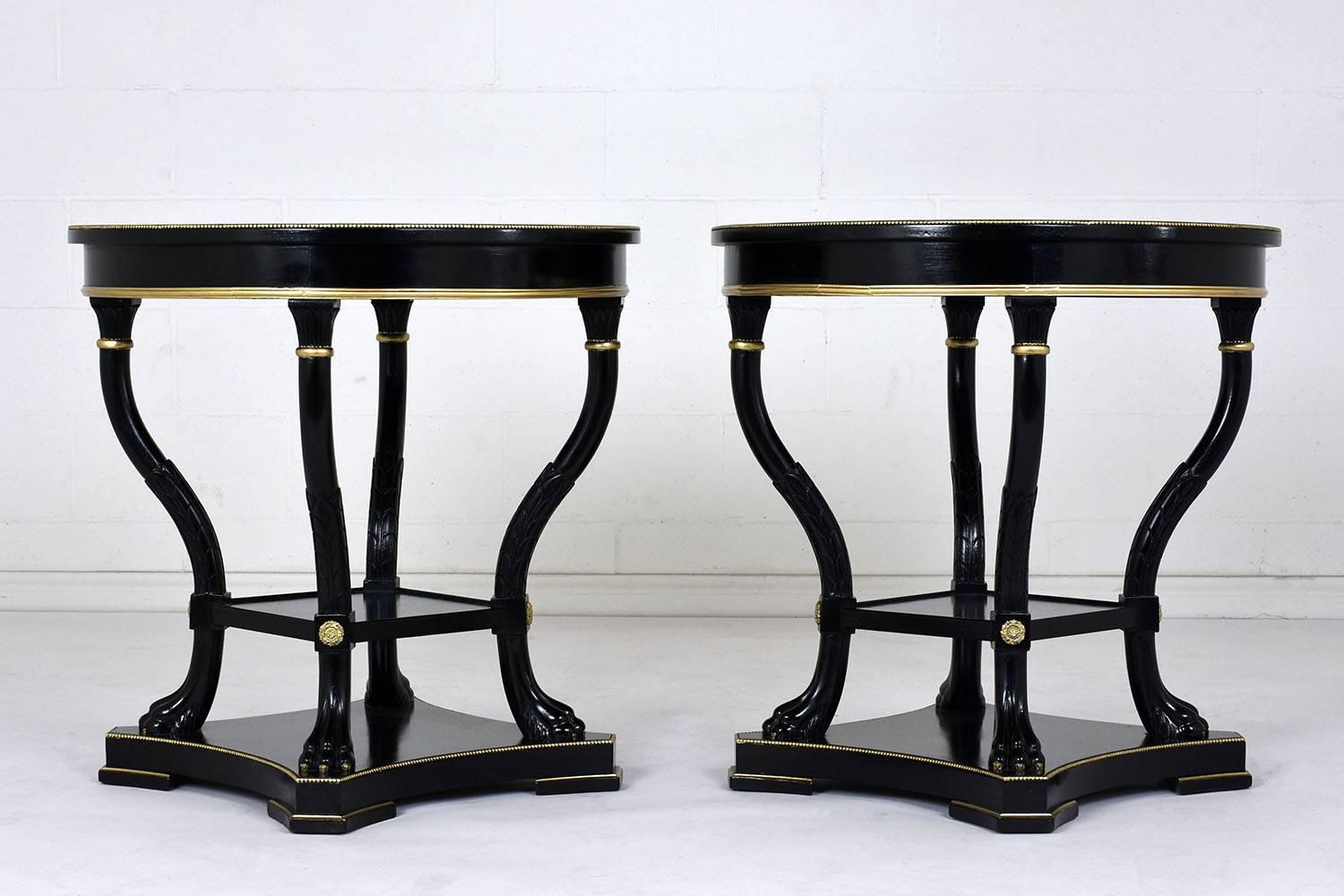 Pair of Hollywood Regency-Style Ebonized End Tables at 1stDibs