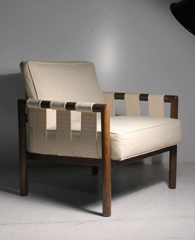 Pair of Vintage Designer Open-Arm Side Strap Lounge Chairs at 1stDibs