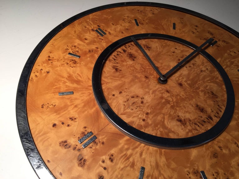 Vintage Chrome and Burl Wall Clock by Raymor at 1stDibs