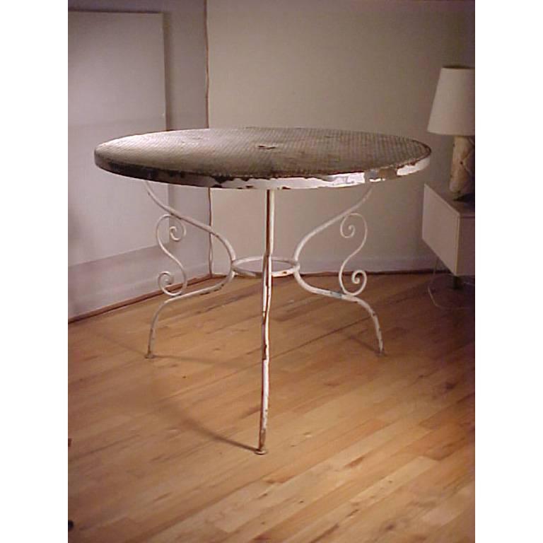 Vintage French Garden Patio Outdoor Wrought Iron Dining Dinette Table ...