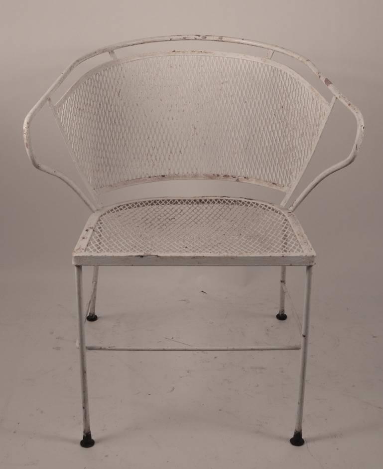 Pair of Metal Mesh Garden Chairs Attributed to Woodard For Sale at 1stdibs
