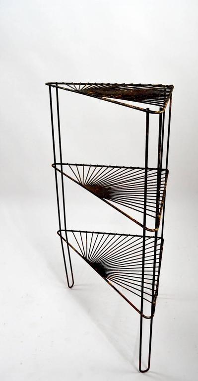 Three-Tier Triangular Wrought Iron Stand at 1stDibs