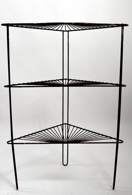 Three-Tier Triangular Wrought Iron Stand at 1stDibs