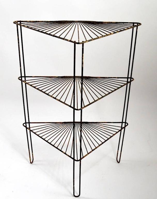 Three-Tier Triangular Wrought Iron Stand at 1stDibs