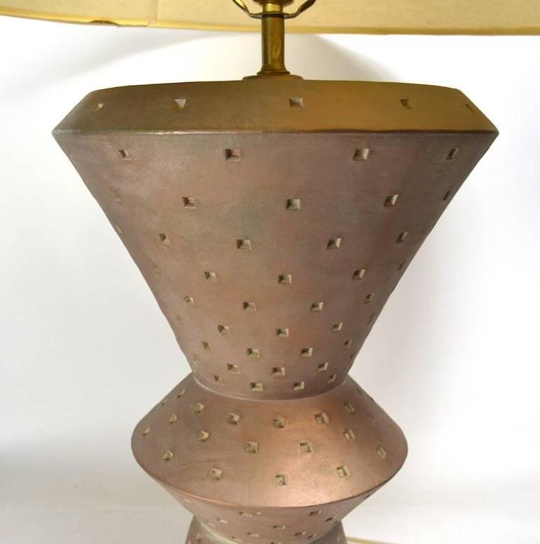 Pair of Architectural Scale Plaster Lamps Marked Bon Art, 1991 at 1stDibs