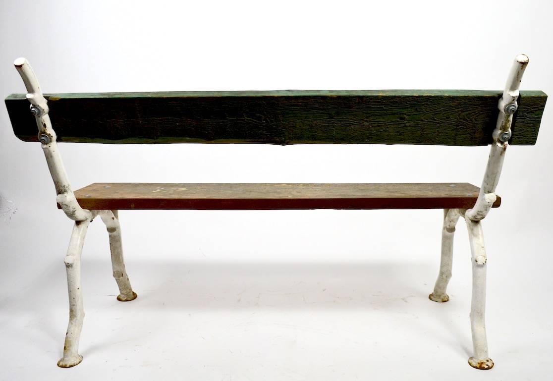 Rustic Iron and Wood Garden Bench at 1stDibs