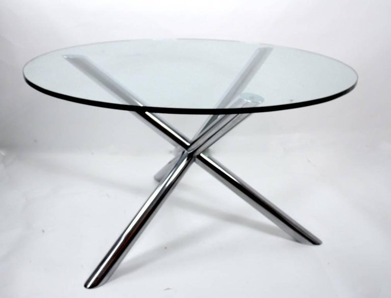 Chrome Jack Base Dining Table with Plate Glass Top For Sale at 1stdibs