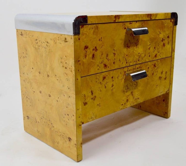 Pair of Burl Nightstands by Pace at 1stDibs
