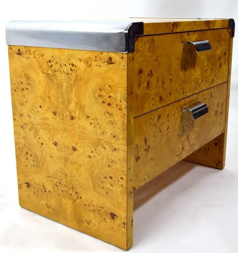 Pair of Burl Nightstands by Pace at 1stDibs