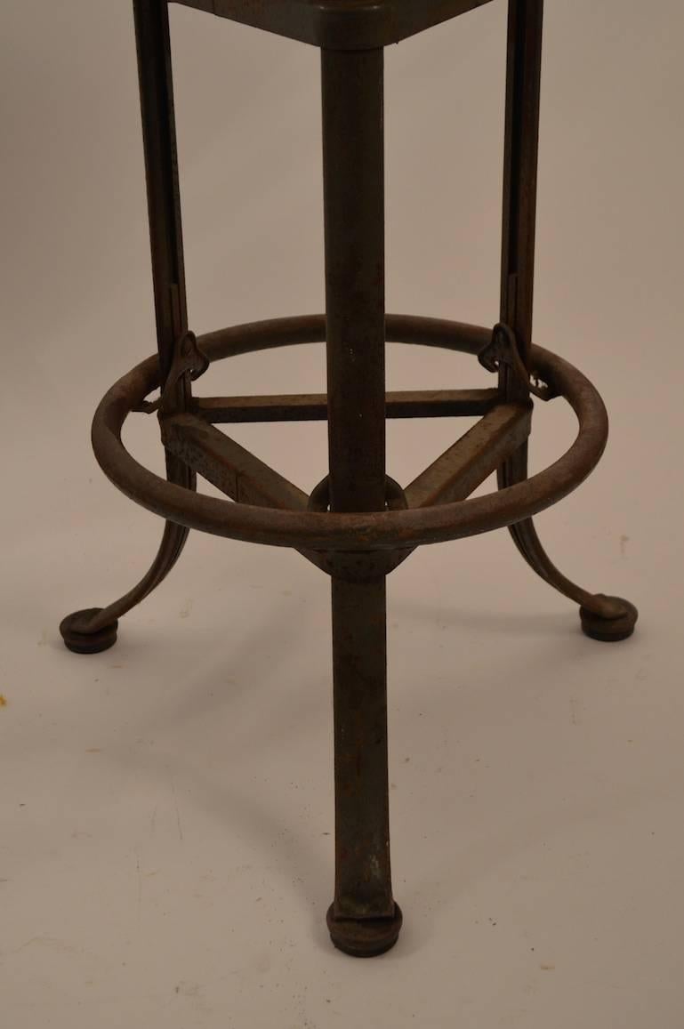 Industrial Stools Steel Base with Wood Seats For Sale at 1stDibs ...