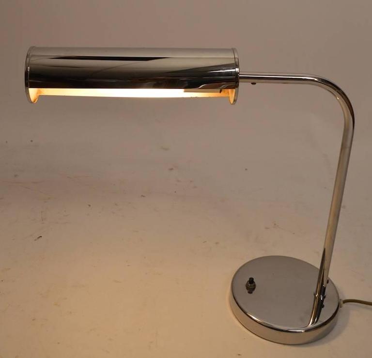 Chrome Desk Lamp with Adjustable Hood Shade at 1stDibs