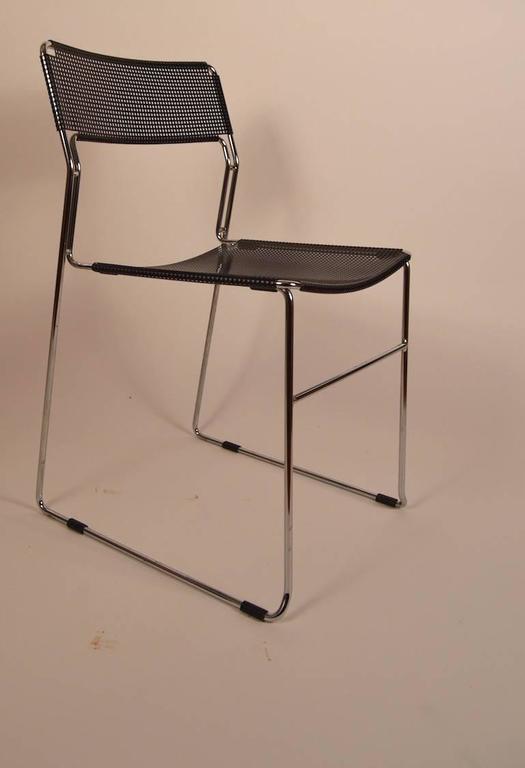 Black and Chrome Metal Mesh Chair For Sale at 1stDibs