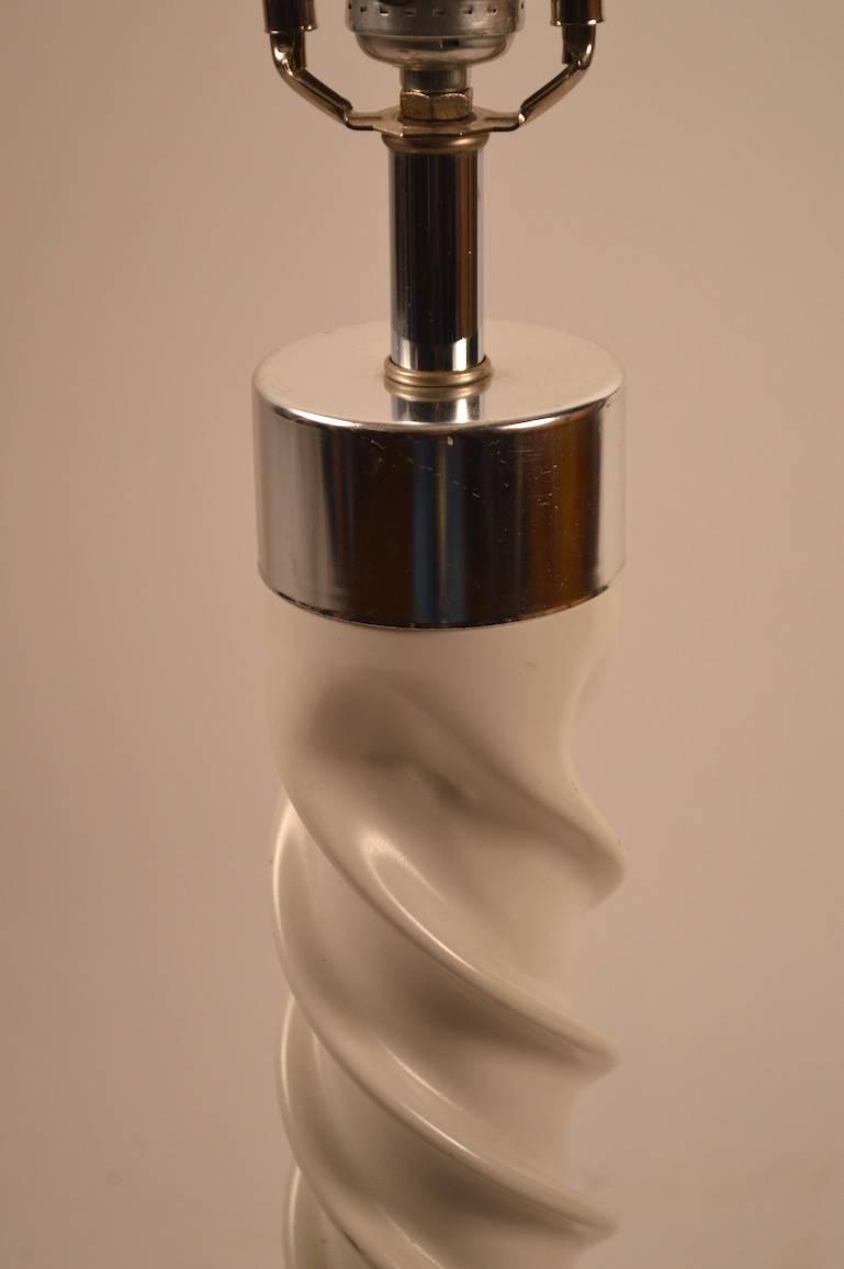 Pair of White and Chrome Twist Lamps For Sale at 1stdibs
