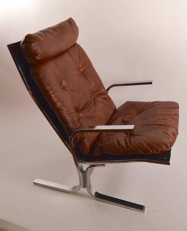 Chrome Lounge Chair and Ottoman at 1stDibs