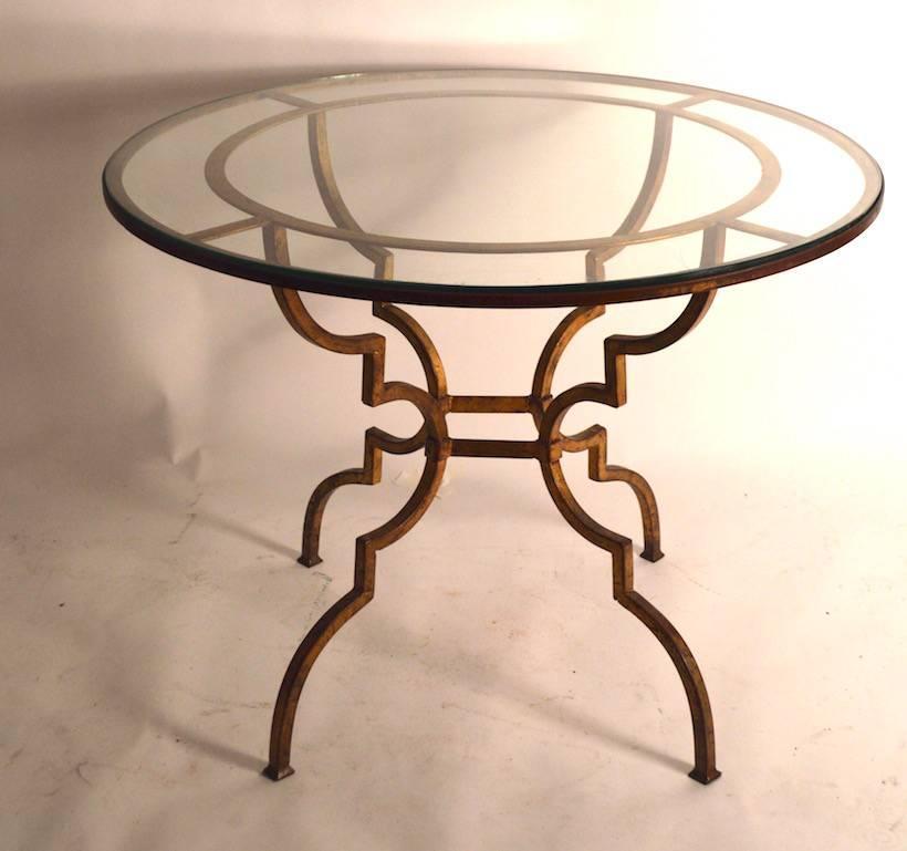 Gilt Metal Center Table, Dining Table with Plate Glass Top at 1stDibs