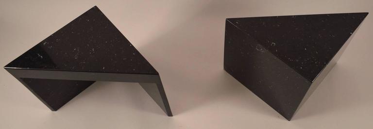 Pair of Wedge Triangle Black Marble Tables by Pace at 1stDibs