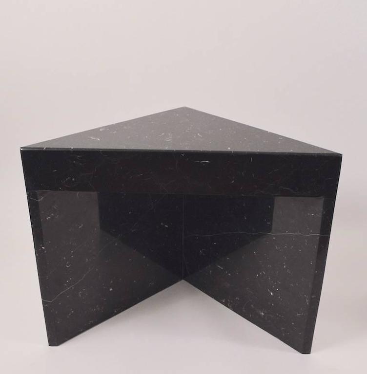 Pair of Wedge Triangle Black Marble Tables by Pace at 1stDibs