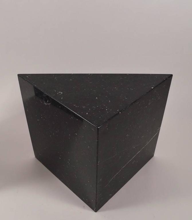 Pair of Wedge Triangle Black Marble Tables by Pace at 1stDibs