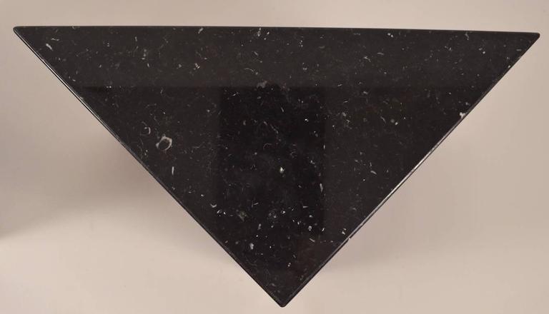 Pair of Wedge Triangle Black Marble Tables by Pace at 1stDibs