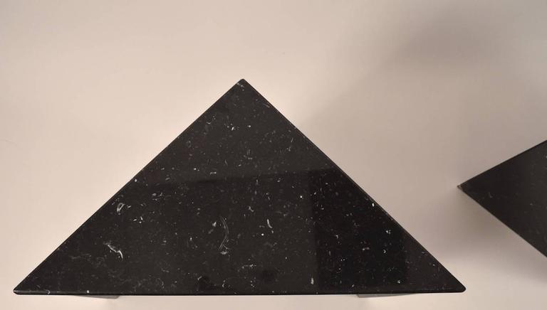 Pair of Wedge Triangle Black Marble Tables by Pace at 1stDibs