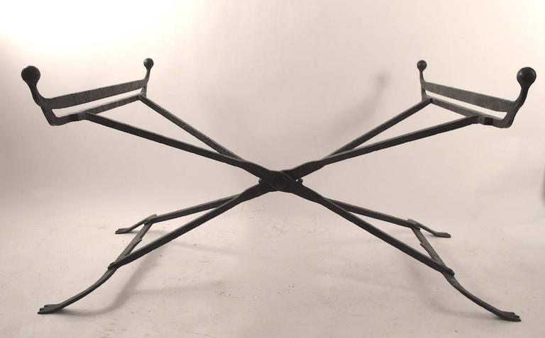 Wrought Iron Glass Top Coffee Table in the Gothic Style For Sale at 1stDibs