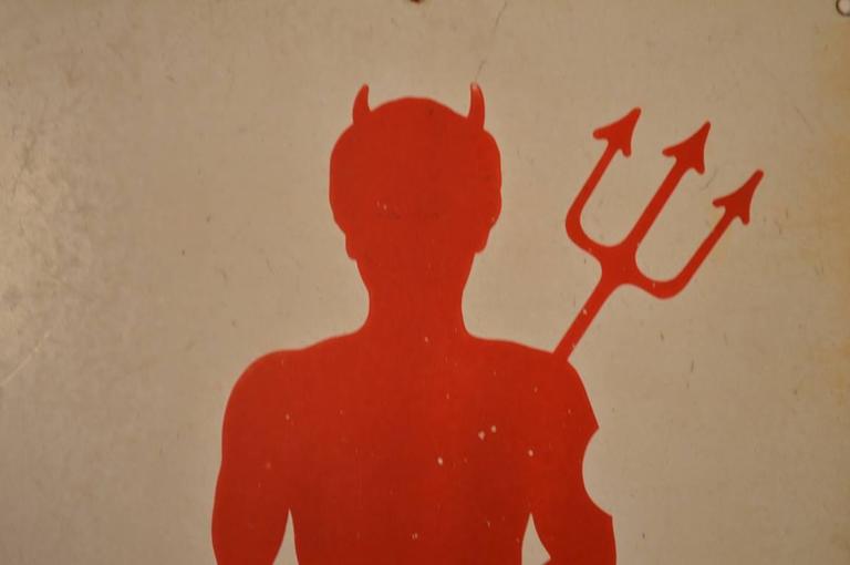 Red Devil with Pitchfork Vintage Porcelain Sign at 1stDibs | red devil ...