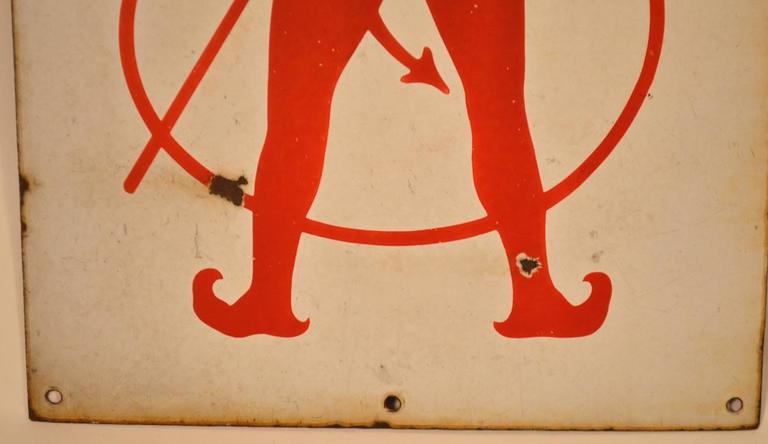 Red Devil with Pitchfork Vintage Porcelain Sign at 1stDibs | red devil ...
