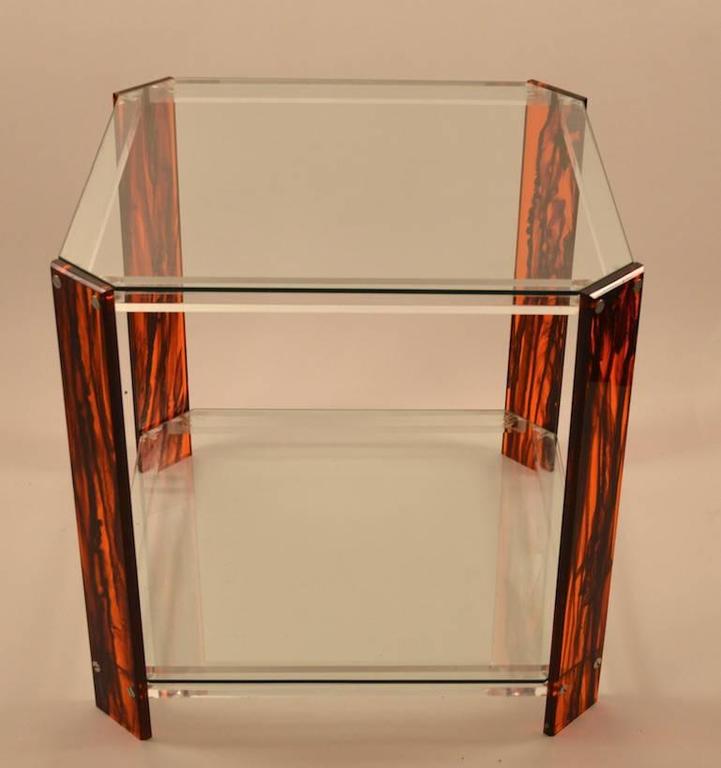 Faux Tortoise Shell, Lucite and Glass Table at 1stDibs