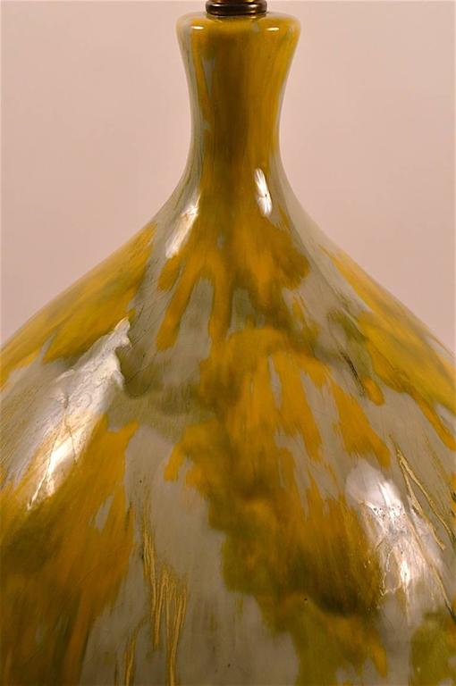 Very Large Ceramic Drip Glaze Lamp with Original Shade For Sale at 1stDibs