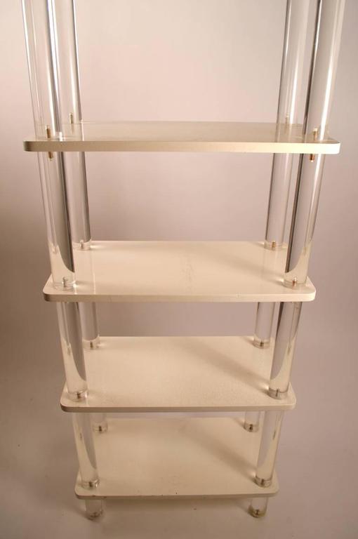 Extra Tall Lucite and Wood Shelf For Sale at 1stDibs