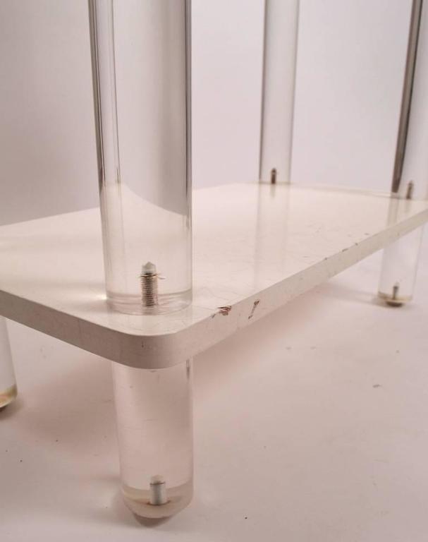 Extra Tall Lucite and Wood Shelf For Sale at 1stDibs