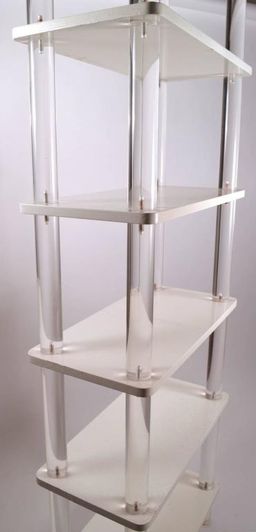 Extra Tall Lucite and Wood Shelf For Sale at 1stDibs