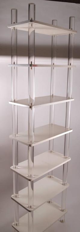 Extra Tall Lucite and Wood Shelf For Sale at 1stDibs