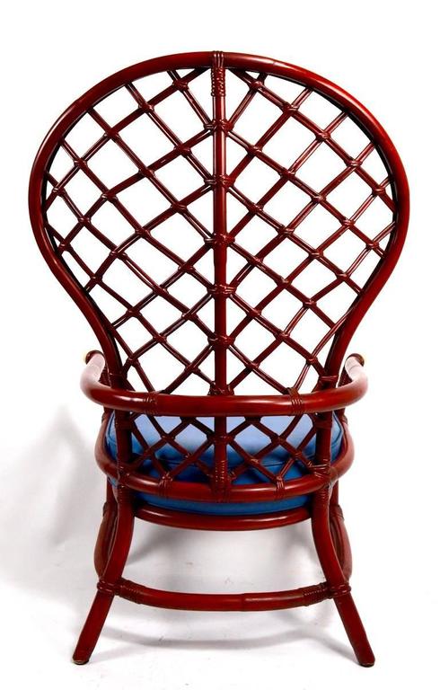 High Fan Back Woven Wicker Chair by Ficks Reed For Sale at 1stDibs