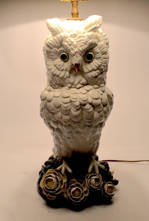 Ceramic Majolica Owl Lamp Made in Italy for Mottahedeh at 1stDibs ...