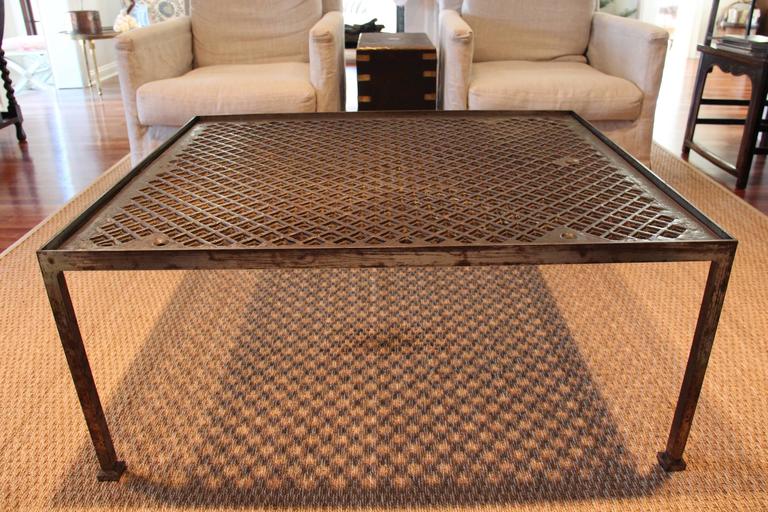 Mid-Century Iron Industrial Grate Coffee Table, Circa 1960 at 1stDibs