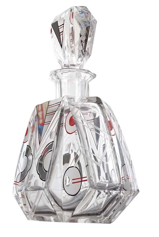 Art Deco Karl Palda Crystal Glass Decanter Set Modernist Bohemian ...