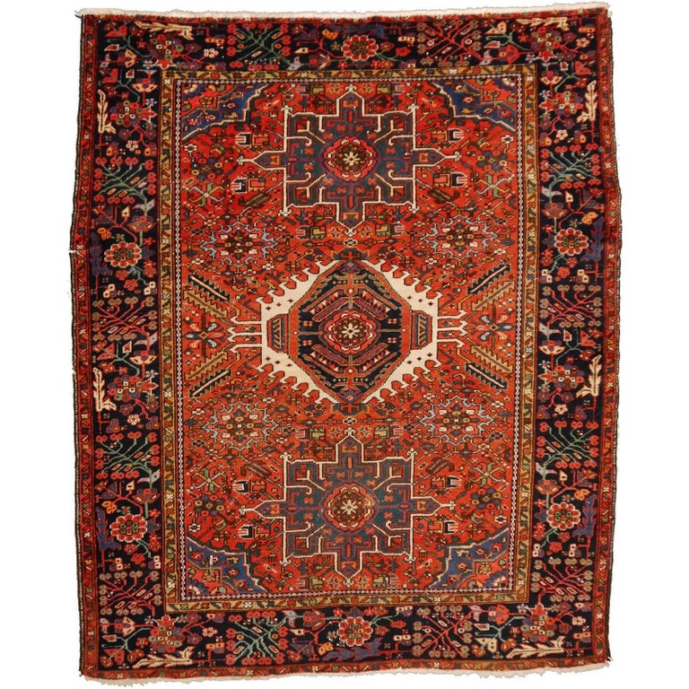 Semi Antique geometric azeri Rug For Sale at 1stDibs