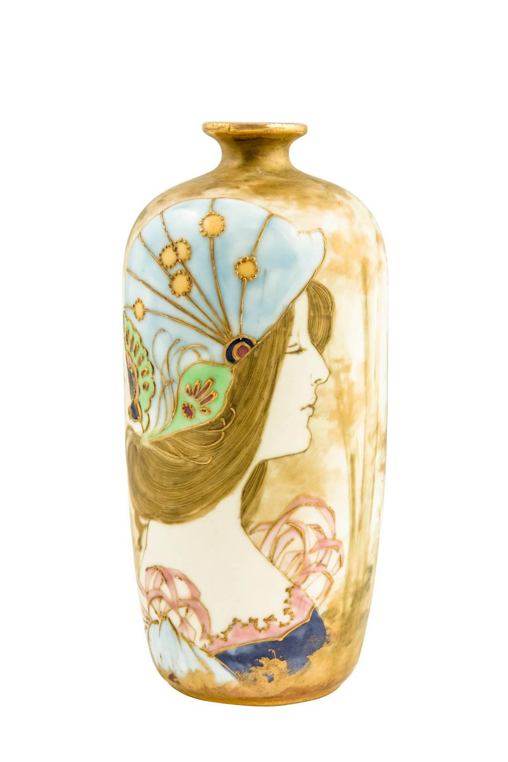 Riessner, Stellmacher Amphora Portrait Vase, Austria, circa 1894 at 1stDibs