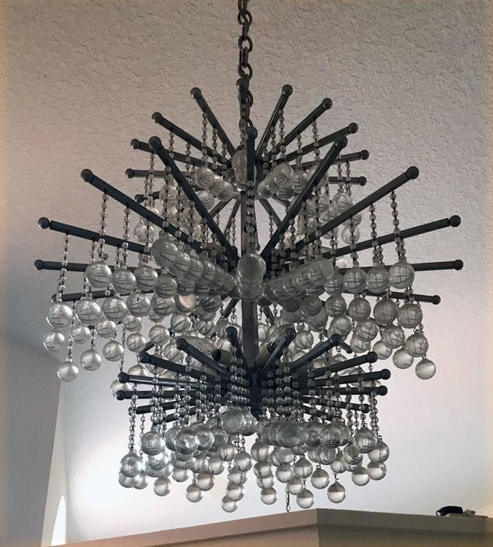 Modernist Glass Drops Chandelier, circa 1970s For Sale at 1stDibs