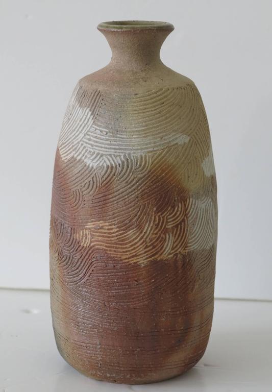 Japanese Incised Art Pottery Vase, Chop Mark For Sale at 1stDibs ...