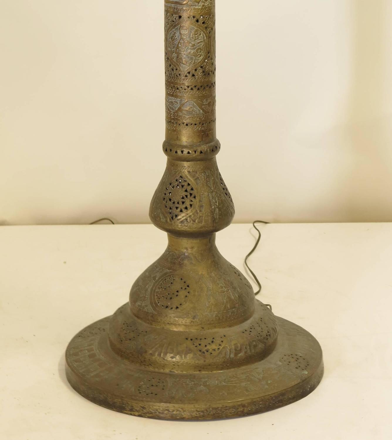 Middle Eastern Pierced Brass Floor Lamp For Sale at 1stdibs