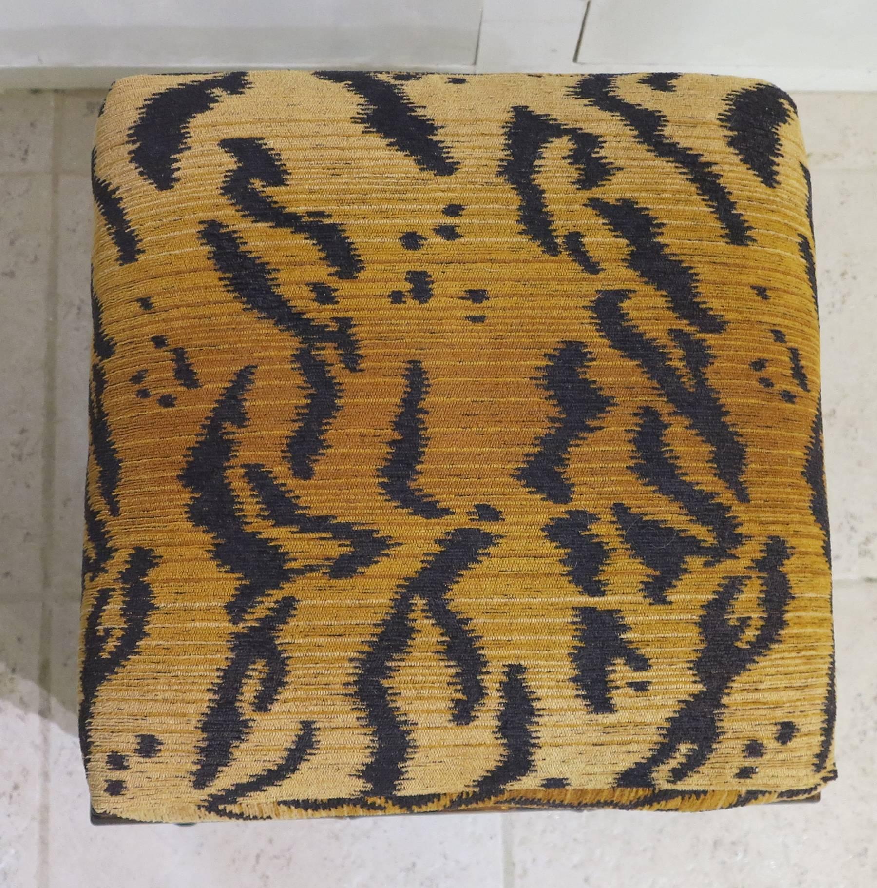 William Switzer Faux Bamboo Footstool Faux Fabric Leopard For Sale at ...