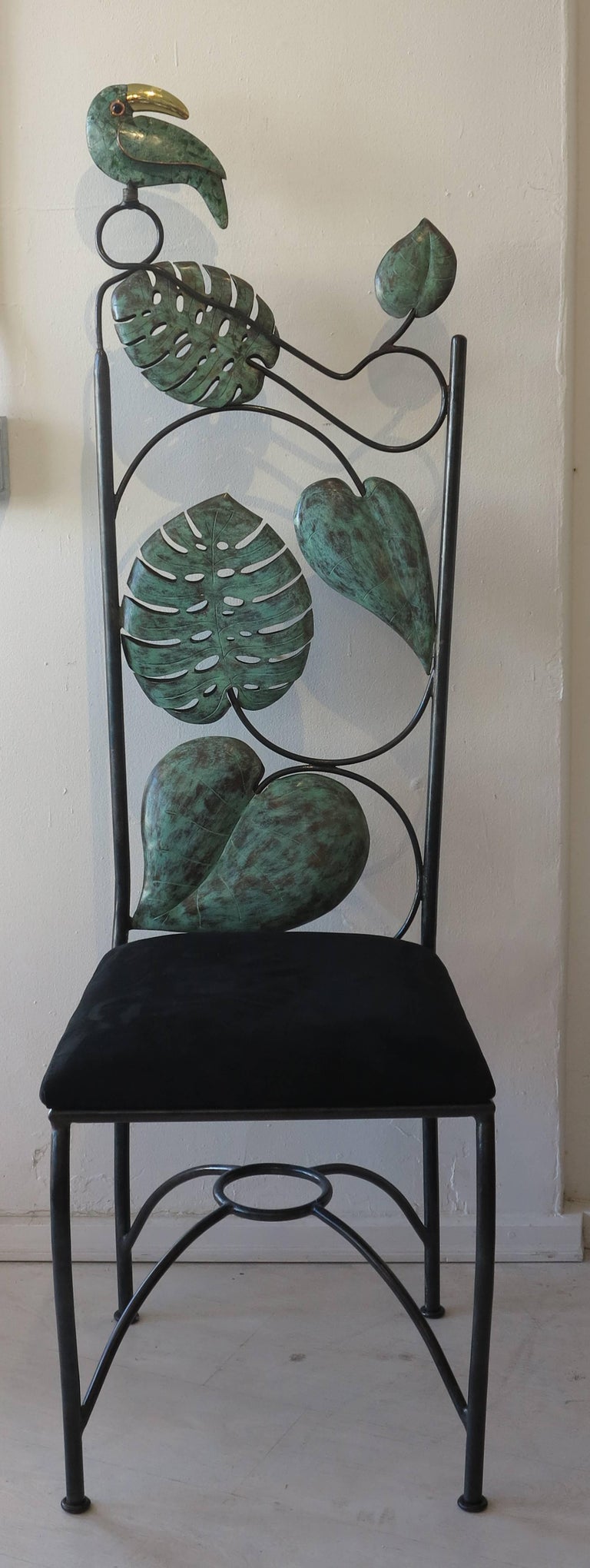 Los Castillo Pair of Studio Made Brass and Iron Chairs at 1stDibs