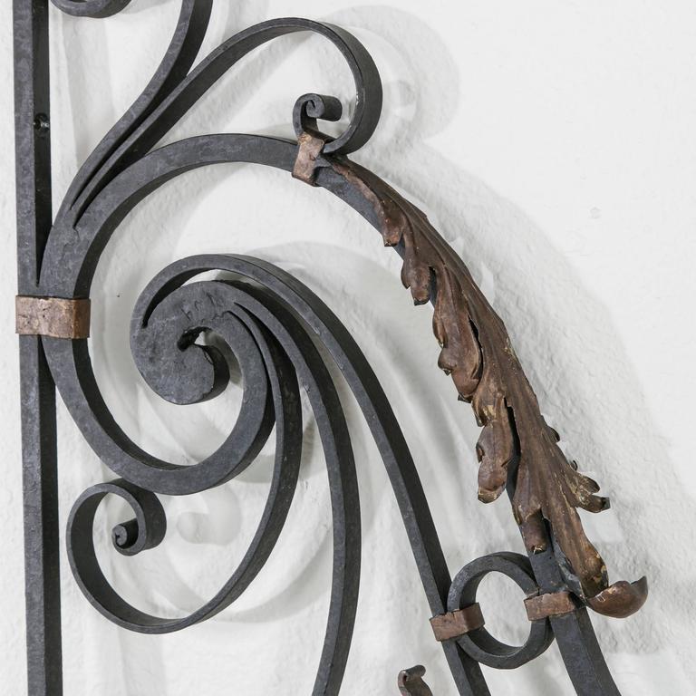Pair of Hand-Forged Iron Gates or Partitions Double Sided with Gilt ...