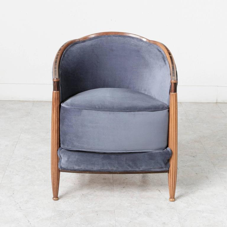 1920s French Walnut Art Deco Salon Set with Zebrawood Inlay, New ...