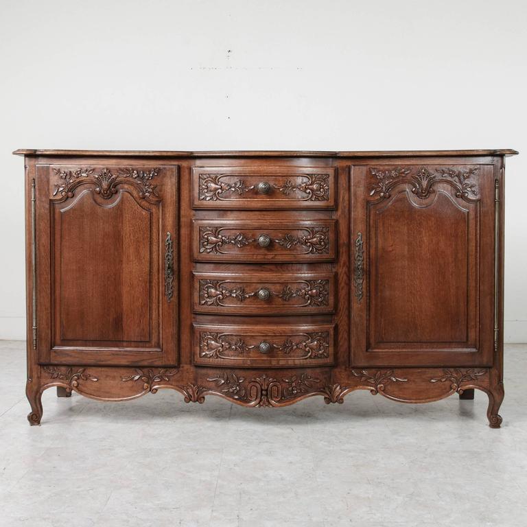 20th Century Hand-Carved French Louis XV Style Oak Enfilade Buffet ...
