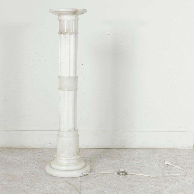 Early 20th Century French Alabaster Column Pedestal Pillar Electrified ...