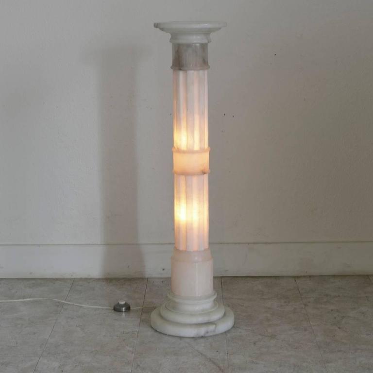 Early 20th Century French Alabaster Column Pedestal Pillar Electrified ...