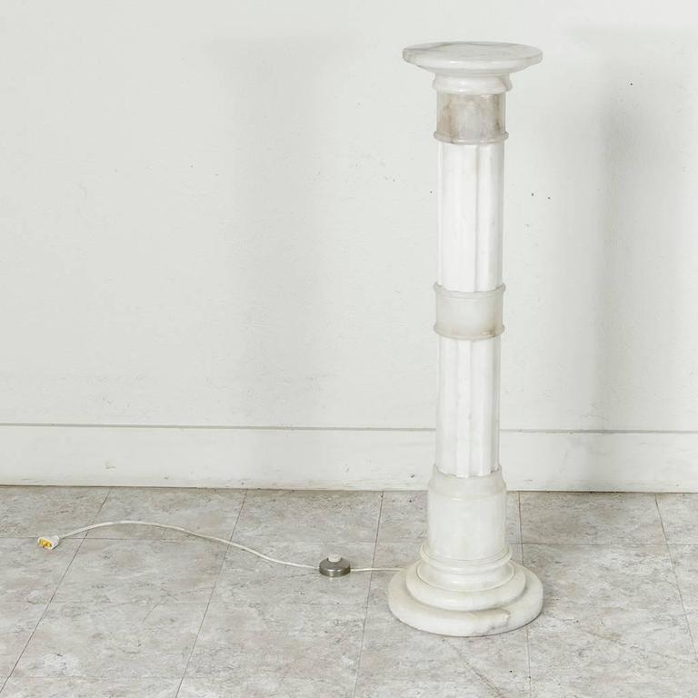Early 20th Century French Alabaster Column Pedestal Pillar Electrified ...